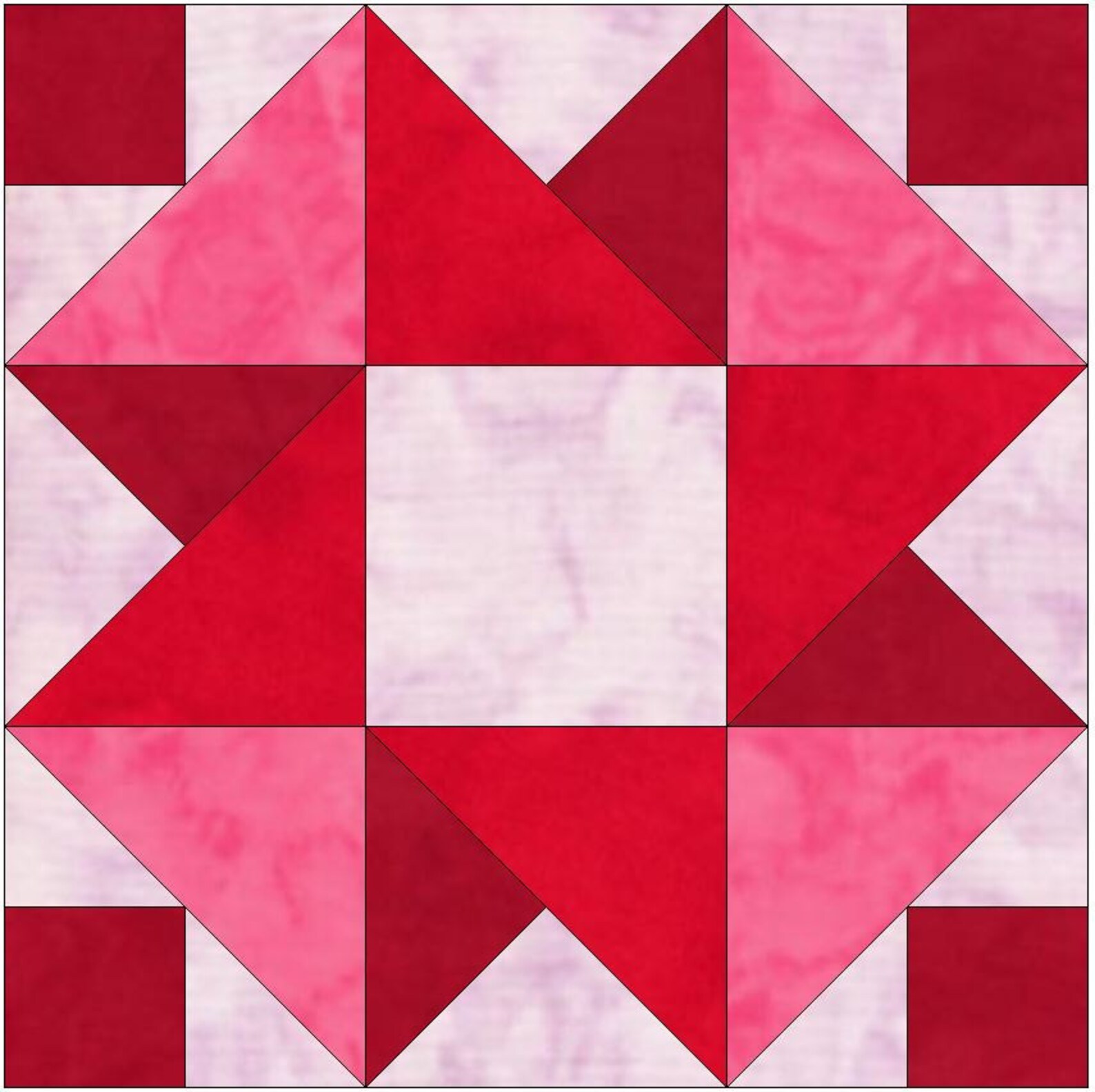 Strawberry Shortcake Smoothie Star Quilt 15 Inch Block Paper Template ...