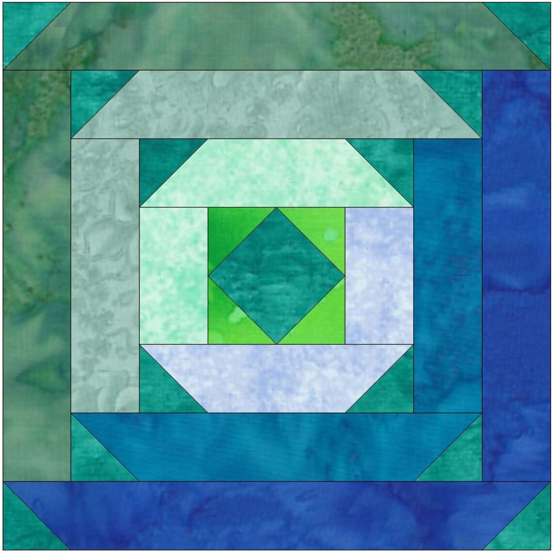 Diamond in a Square Quilt Log Cabin Paper Piece Foundation Quilting ...