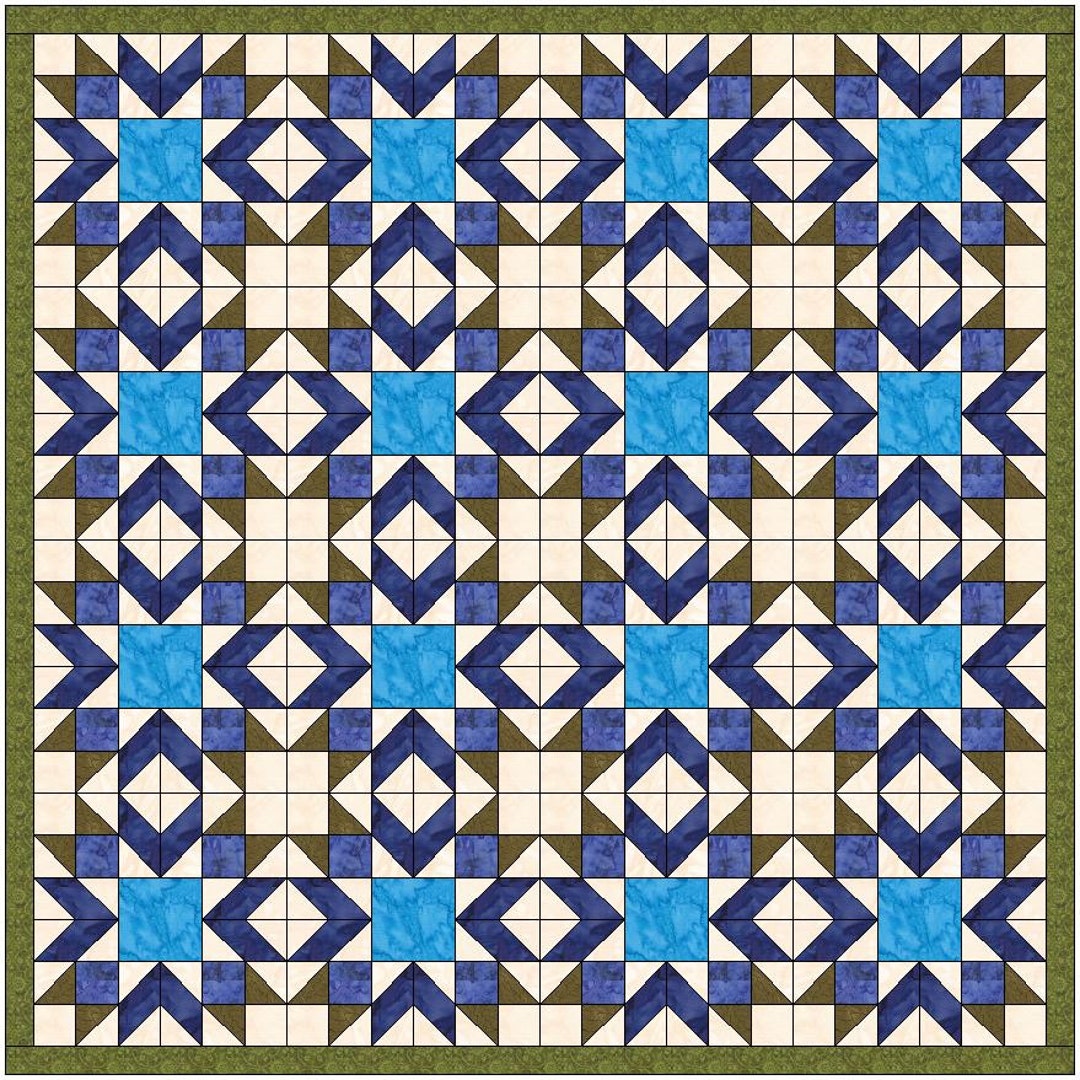 Blueberry Pie Star Quilt 15 Inch Block Paper Template Quilting Block ...