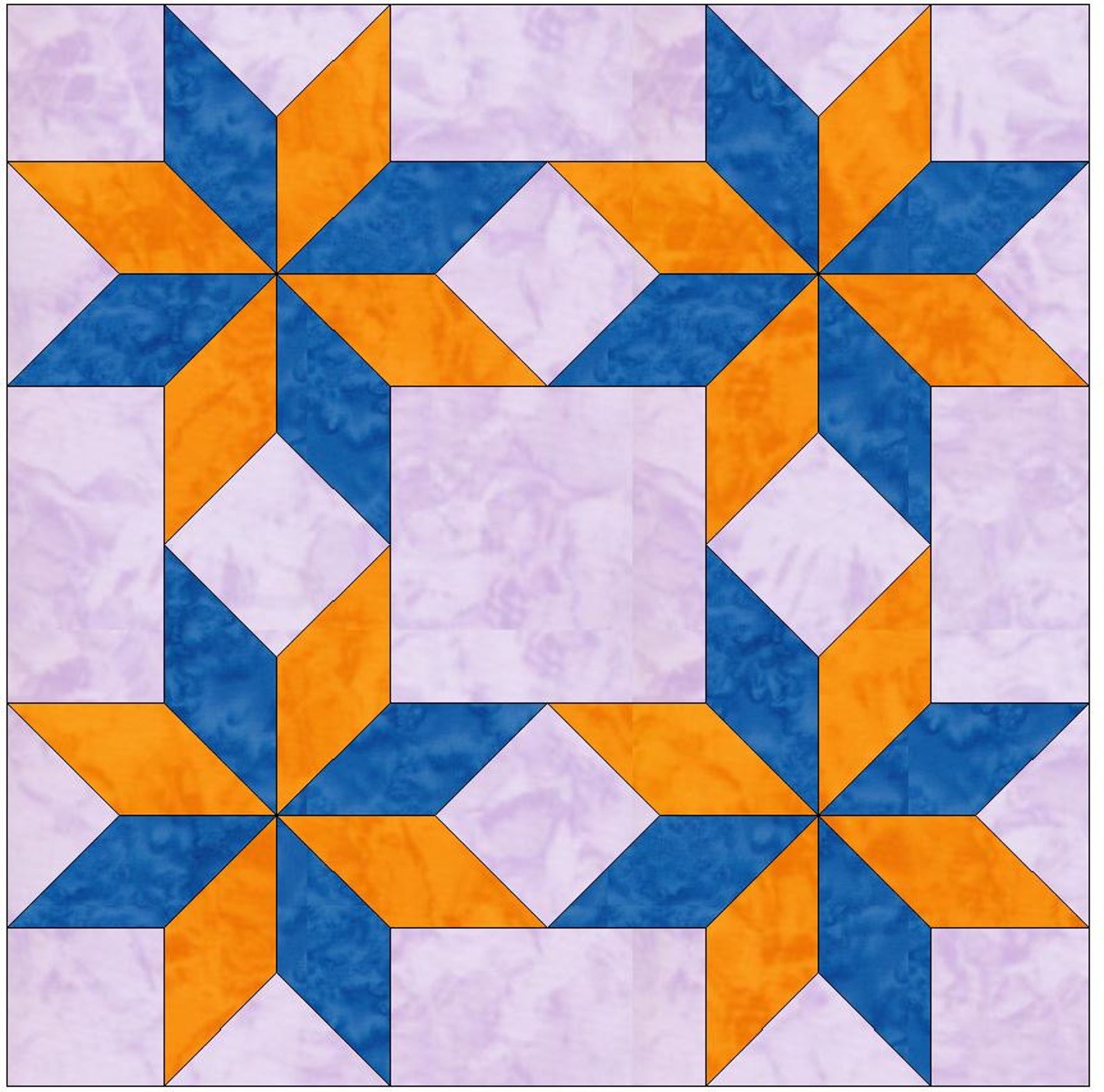 Four Stars Patchwork Quilt Templates Quilting Block Pattern - Etsy