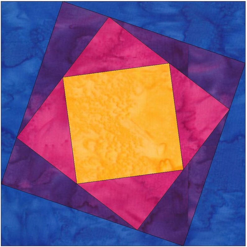 Tilted Spiral Log Cabin Quilt Paper Foundation Quilting Block - Etsy