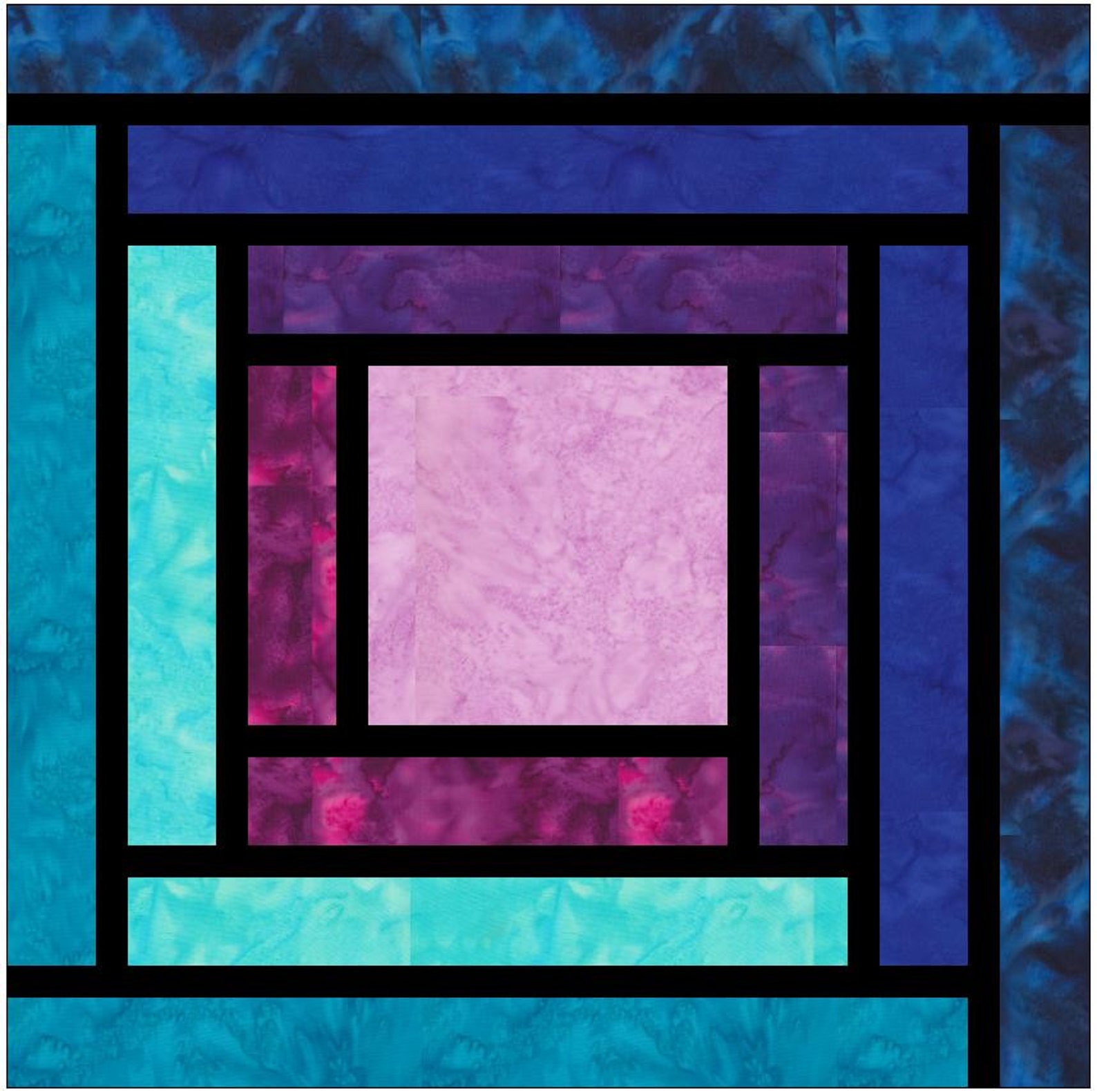 Stained Glass Log Cabin Quilt Paper Piece Foundation Quilting | Etsy