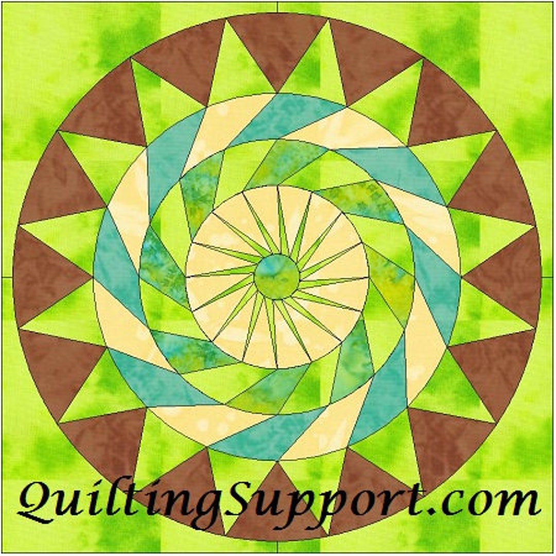 Key Lime Pie Circle Quilt Paper Piece Foundation 10 Inch Block Pattern ...