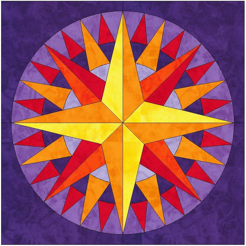 Compass Star Quilt Block Patterns: 15 Inch Paper Piece Set (PDF) - Etsy