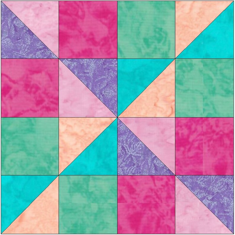 Scrappy Fun Quilt 15 Inch Block Template Quilting Block Pattern PDF - Etsy