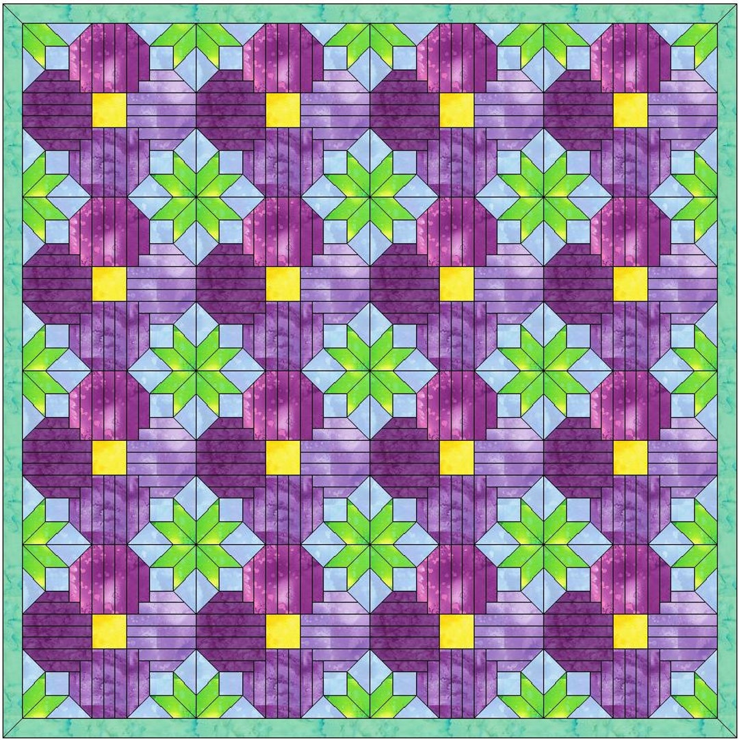 Courthouse Steps Flower Quilt Template Quilting Block Pattern PDF - Etsy