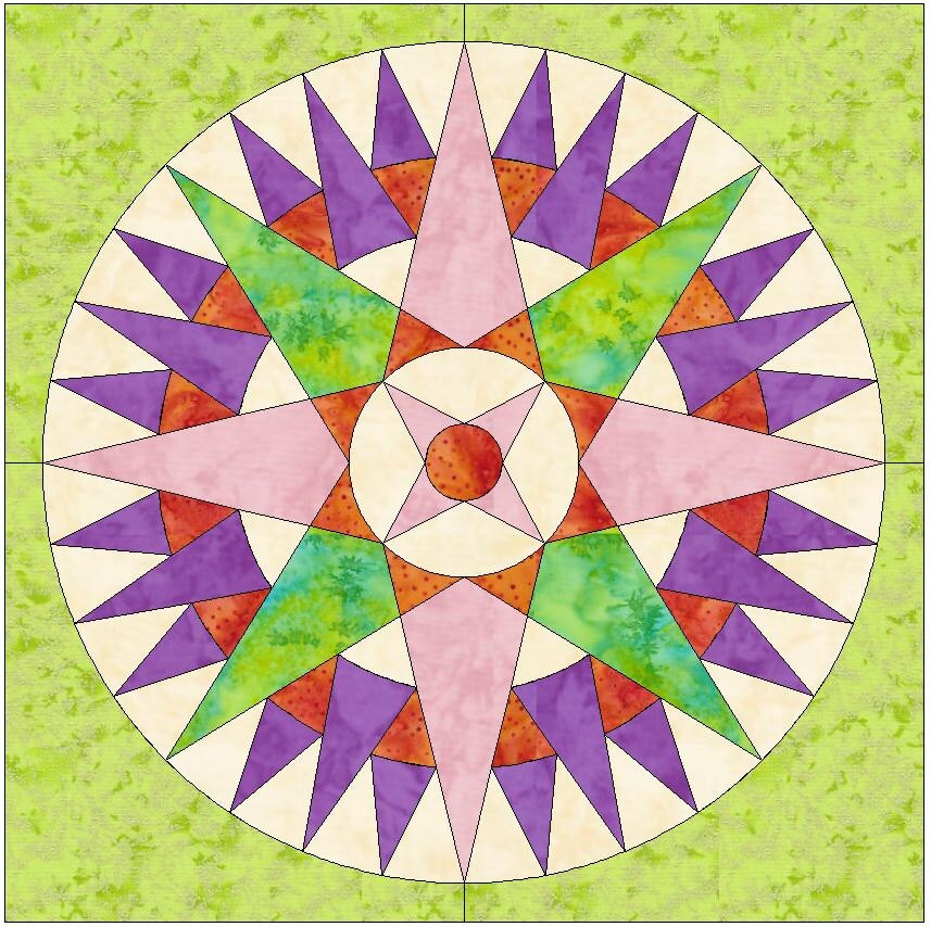 Compass Star Quilt Block Patterns: 15 Inch Paper Piece Set (PDF) - Etsy