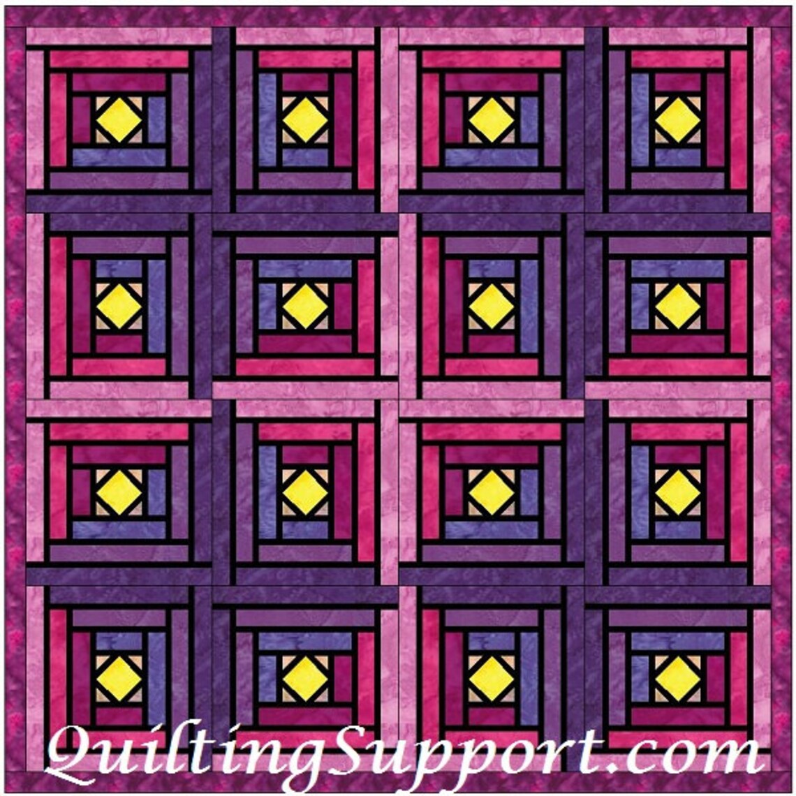 Stained Glass Log Cabin Quilt 5 Paper Piece Foundation - Etsy