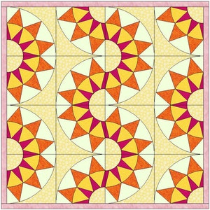 Rising Sun Quilt Paper Piece Foundation Quilting Block Pattern PDF - Etsy