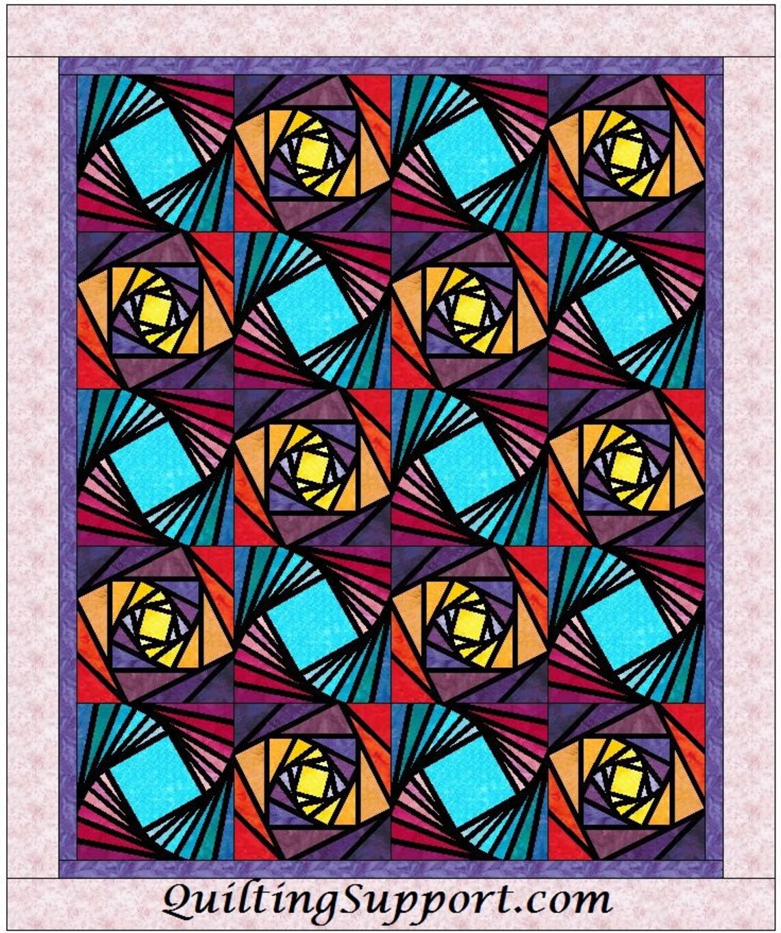 Twisted Stained Glass Log Cabin Foundation Quilt Patterns for - Etsy