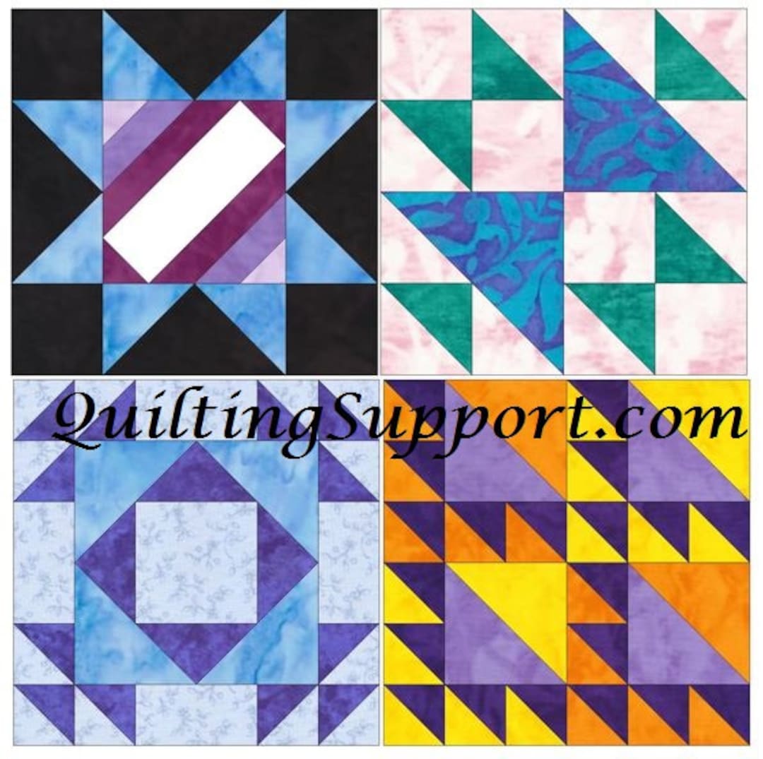 Triangle Dimension Quilt 15 Inch Block Set of 4 Quilt Template Quilting ...