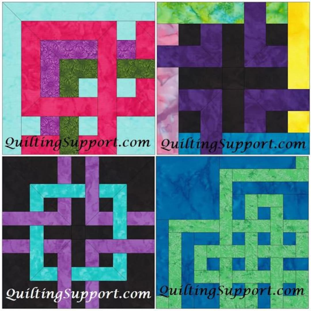 Knot Quilt 10 Inch Block Set of 4 Paper Piece Foundation Quilting Block ...