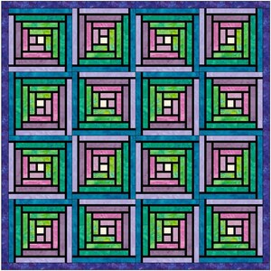 Stained Glass Log Cabin Quilt 2 Paper Piece Foundation Quilting Block ...