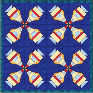 Toy Rocket Ship Quilt 10 Inch Paper Piece Foundation Quilting Block ...