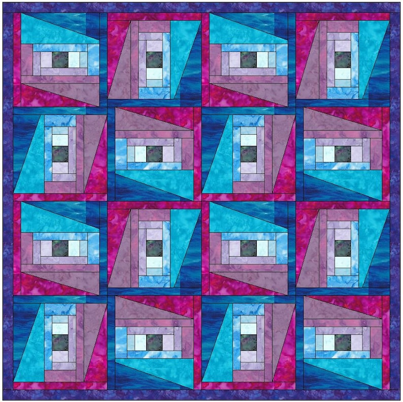 Crazy Log Cabin Quilt Paper Piece Foundation Quilting Block Pattern PDF - Etsy