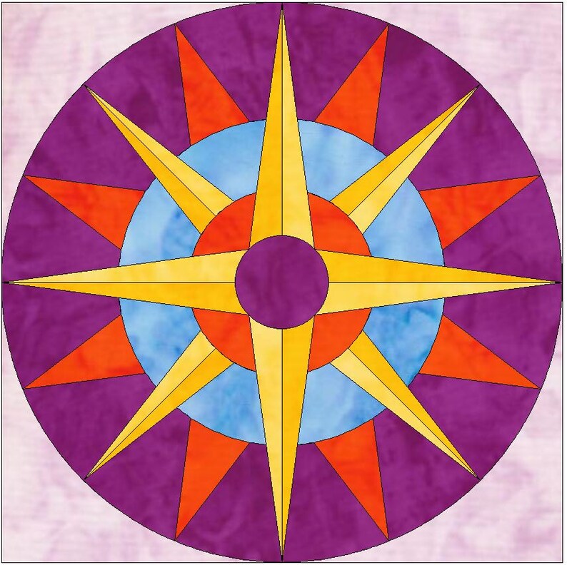 Compass Star Quilt Block Patterns: 15 Inch Paper Piece Set (PDF) - Etsy