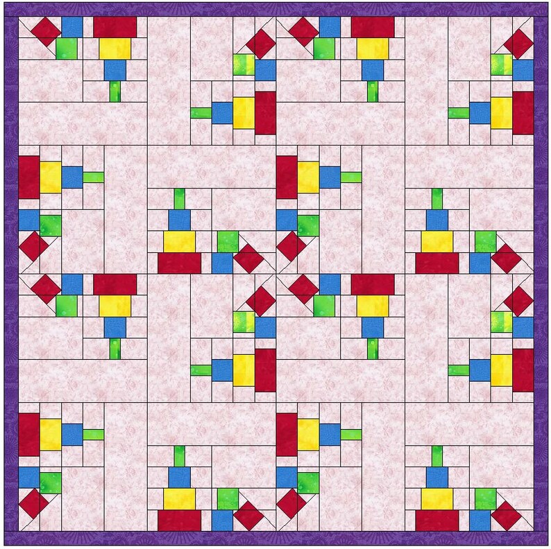 Toy Blocks Quilt 10 Inch Paper Piece Foundation Quilting Block Pattern ...
