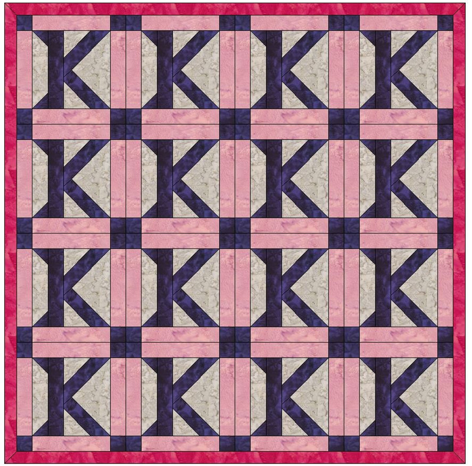Letter K Quilt Paper Piece Foundation Quilting Block Pattern - Etsy