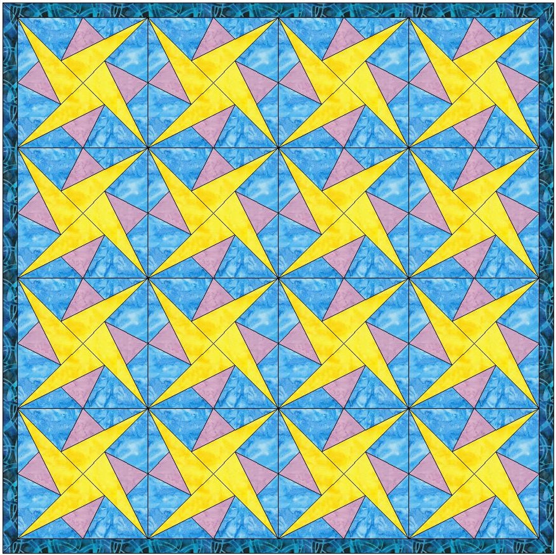 Starry Night Quilt Paper Piece Foundation Quilting Block Pattern - Etsy