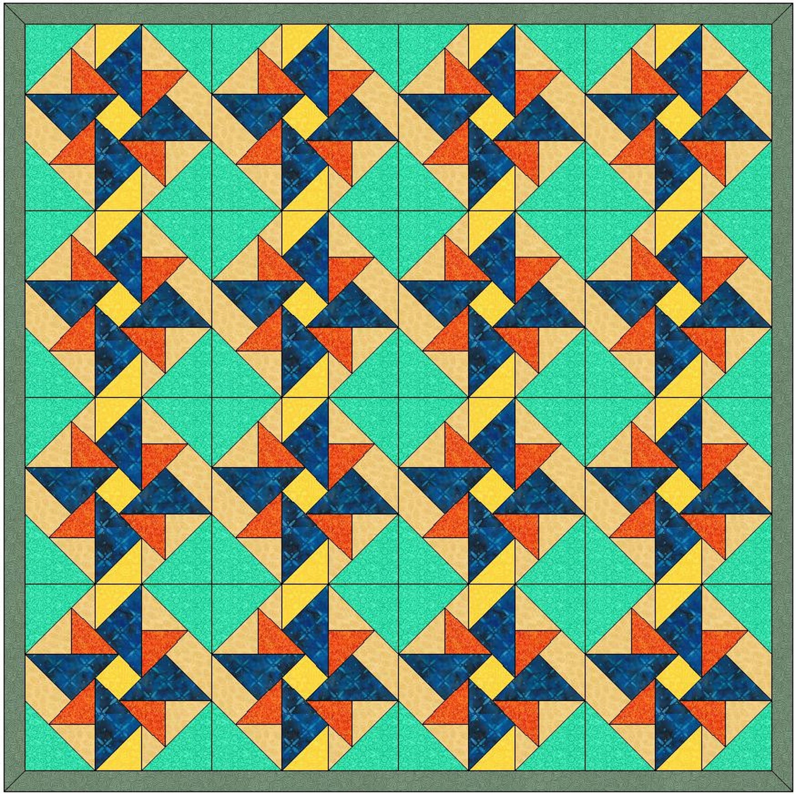 Double Windmill Quilt Pinwheel Template Quilting Block Pattern - Etsy