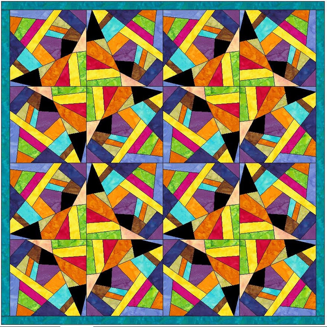Complex Crazy Patch 9 Quilt Paper Foundation Piece Quilting Block ...