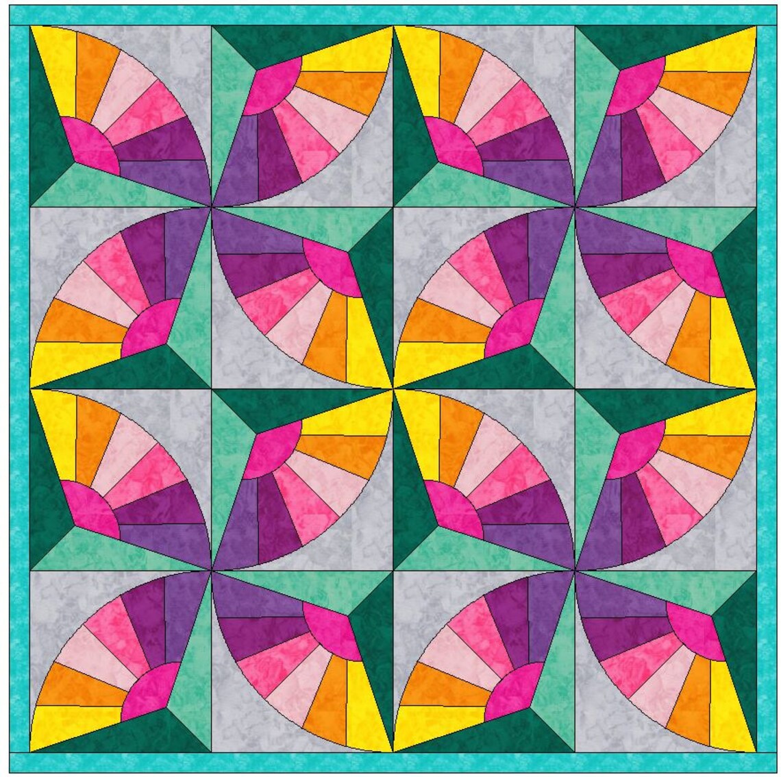 Floating Fan Quilt Template Quilting Block Pattern PDF - Etsy