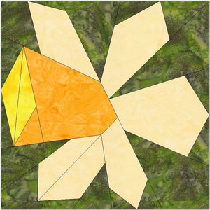 Daffodil Quilt Paper Piece Foundation Quilting Block Pattern PDF - Etsy