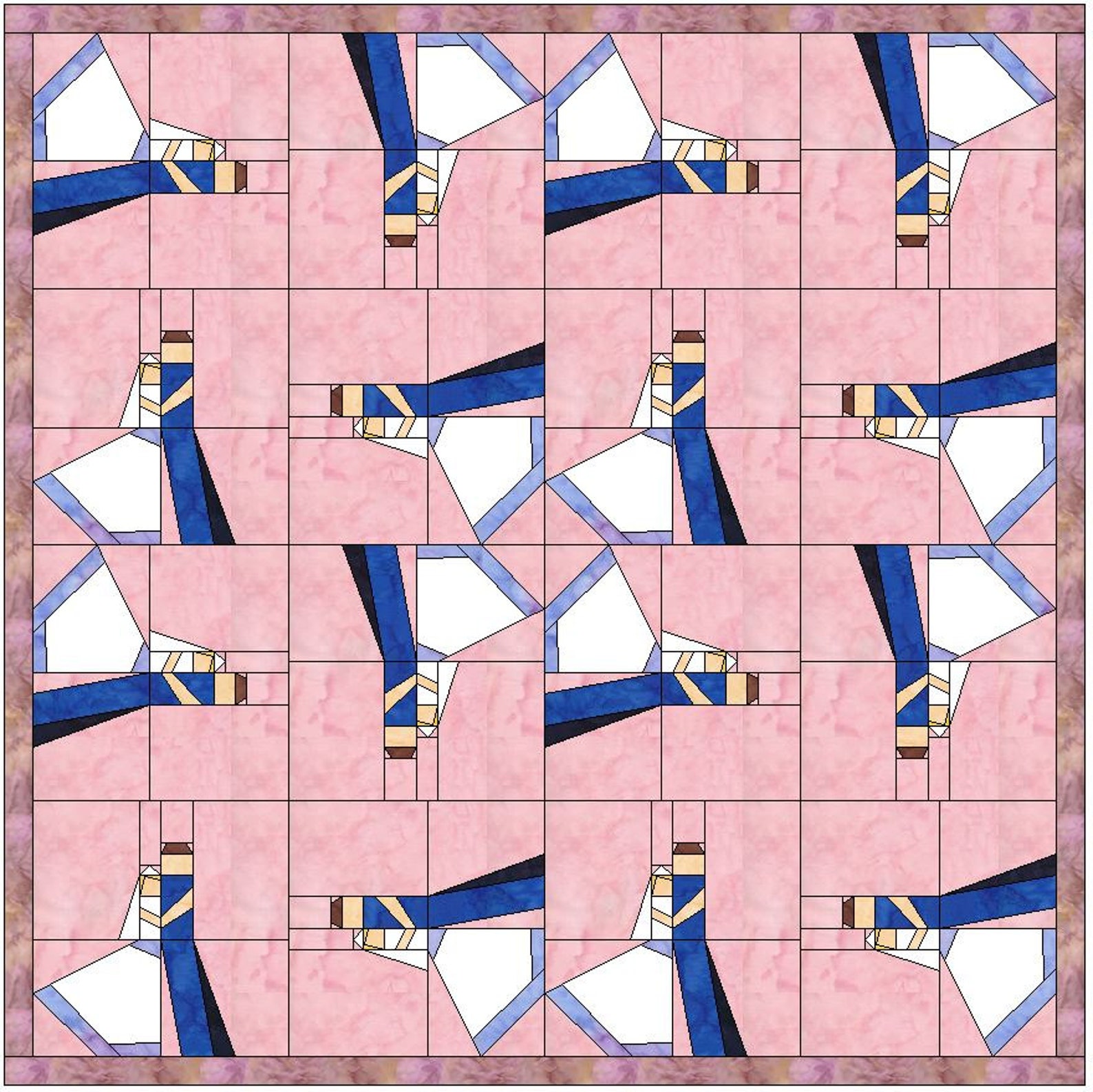 First Dance Quilt 10 Inch Paper Piece Foundation Quilting Block Pattern ...