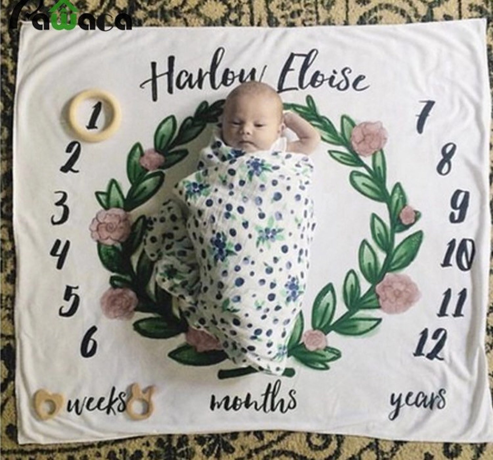 Personalized Rose Milestone Blanket. Fast Shipping! - Etsy