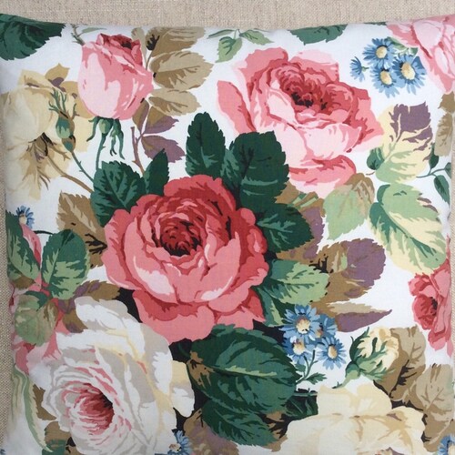 Sanderson rose and Peony Vintage Floral Fabric - Etsy