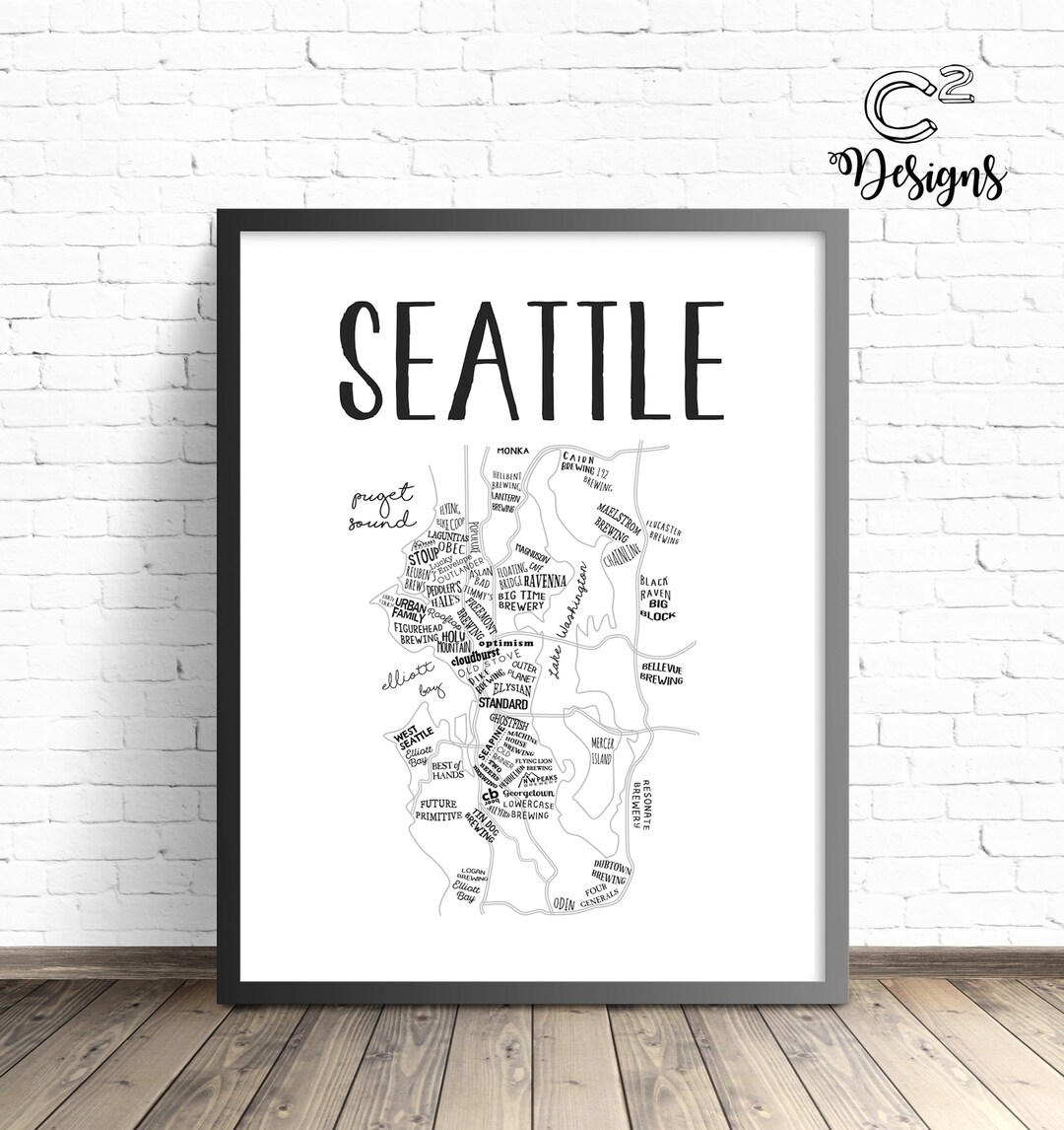 Seattle Brewery Map | Instant Download Printable Sign - Etsy