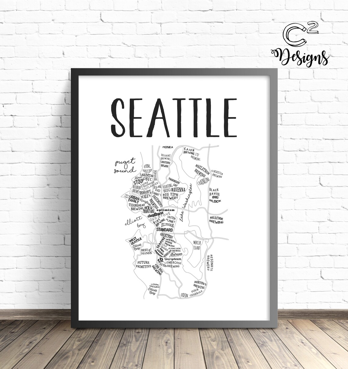 Seattle Brewery Map Instant Download Printable Sign - Etsy