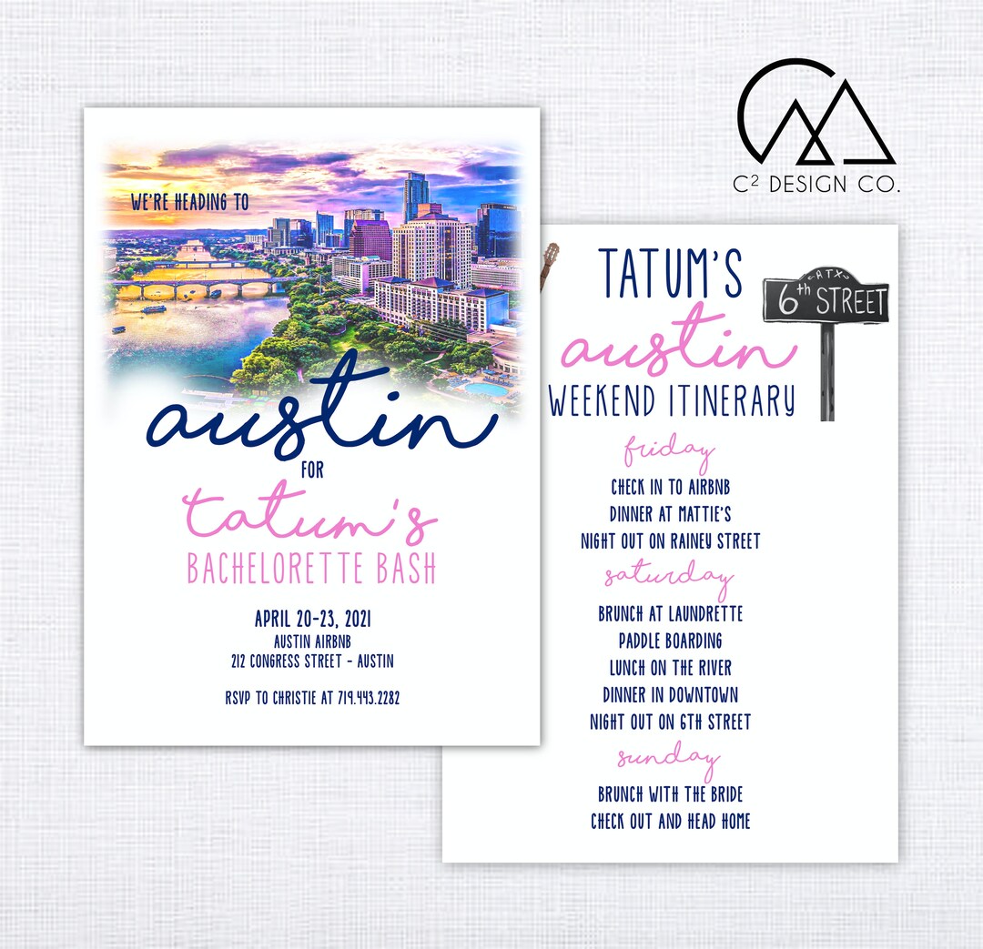 Austin Bachelorette Party Invitation + Itinerary Template - Etsy