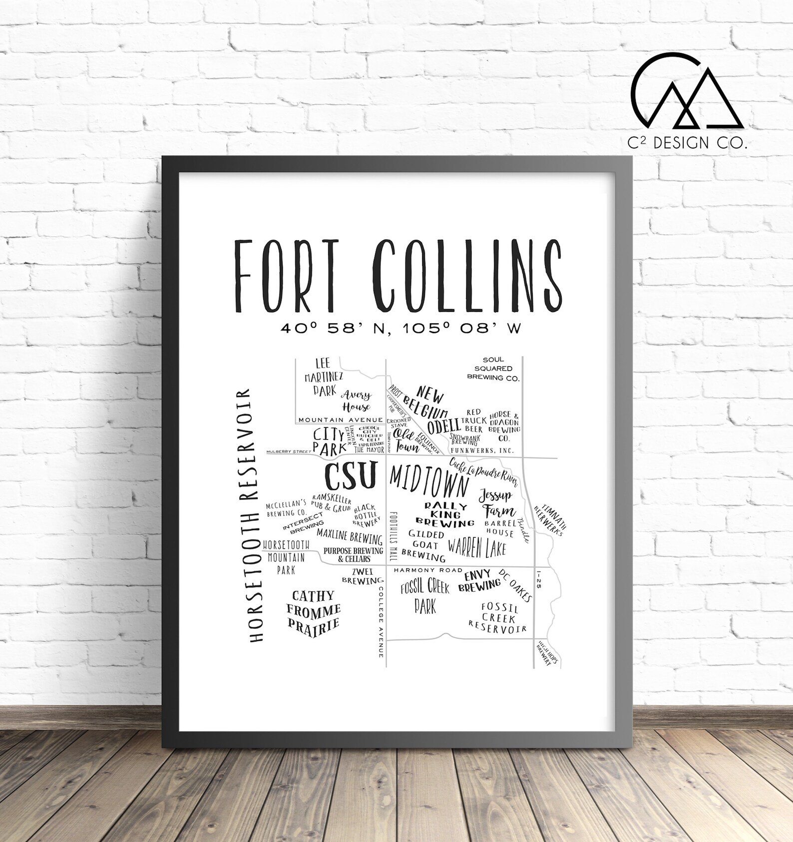 FOCO Map | Fort Collins Printable Sign - Etsy