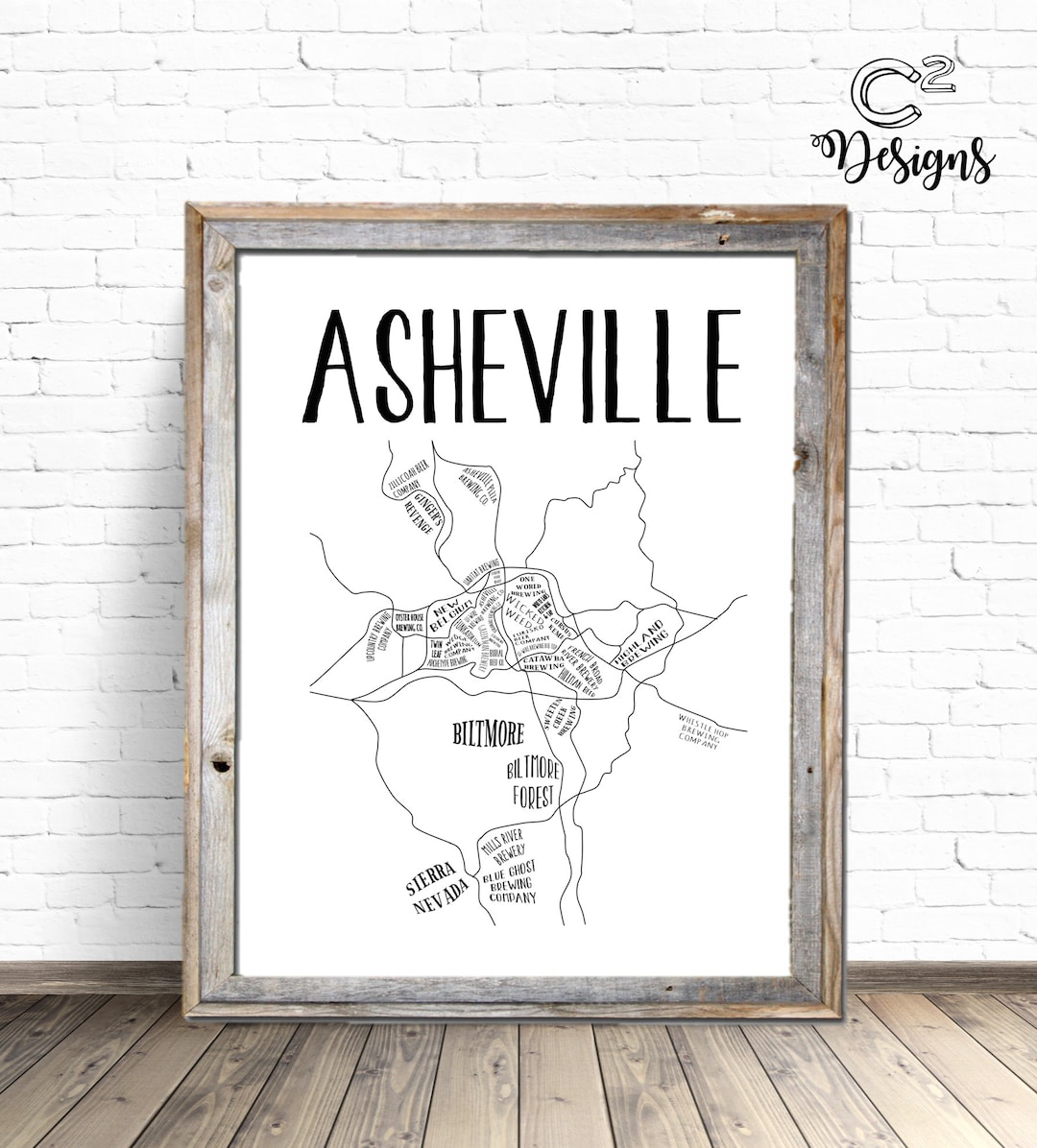 Asheville Brewery Map | Printable Sign - Etsy