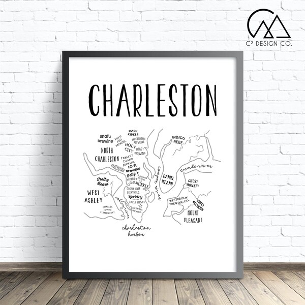 Printable Map of Charleston - Etsy