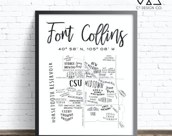 FOCO Map | Fort Collins Printable Sign | Colorado State - Etsy
