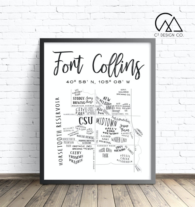 FOCO Map | Fort Collins Printable Sign - Etsy