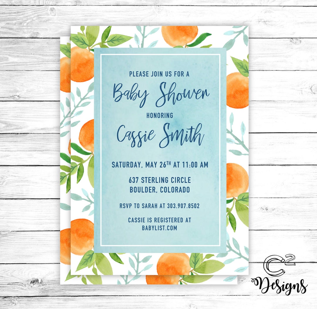 Clementine Bridal or Baby Shower Invitation Template - Etsy