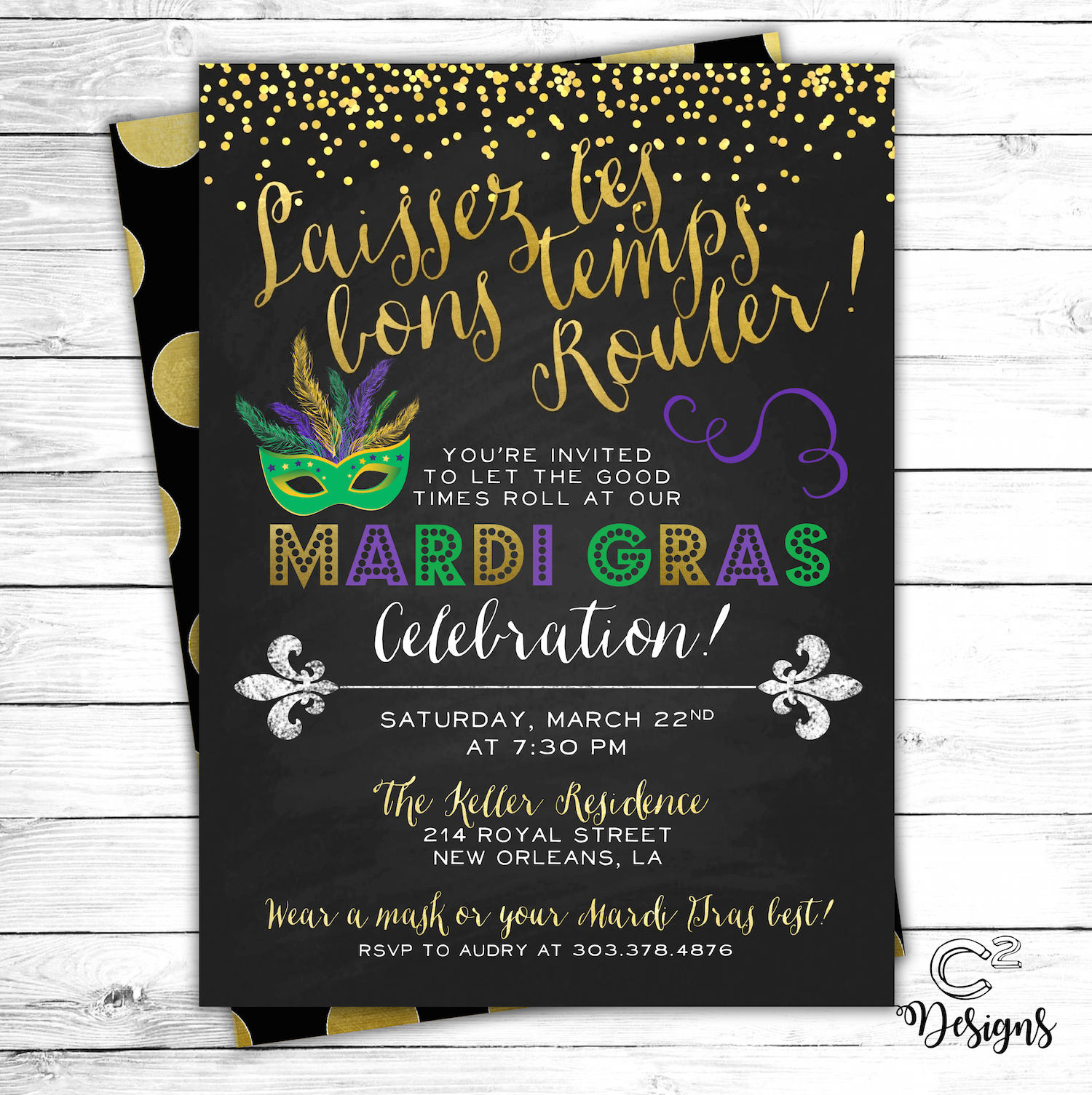 Let The Good Times Roll Mardi Gras Invitation Etsy