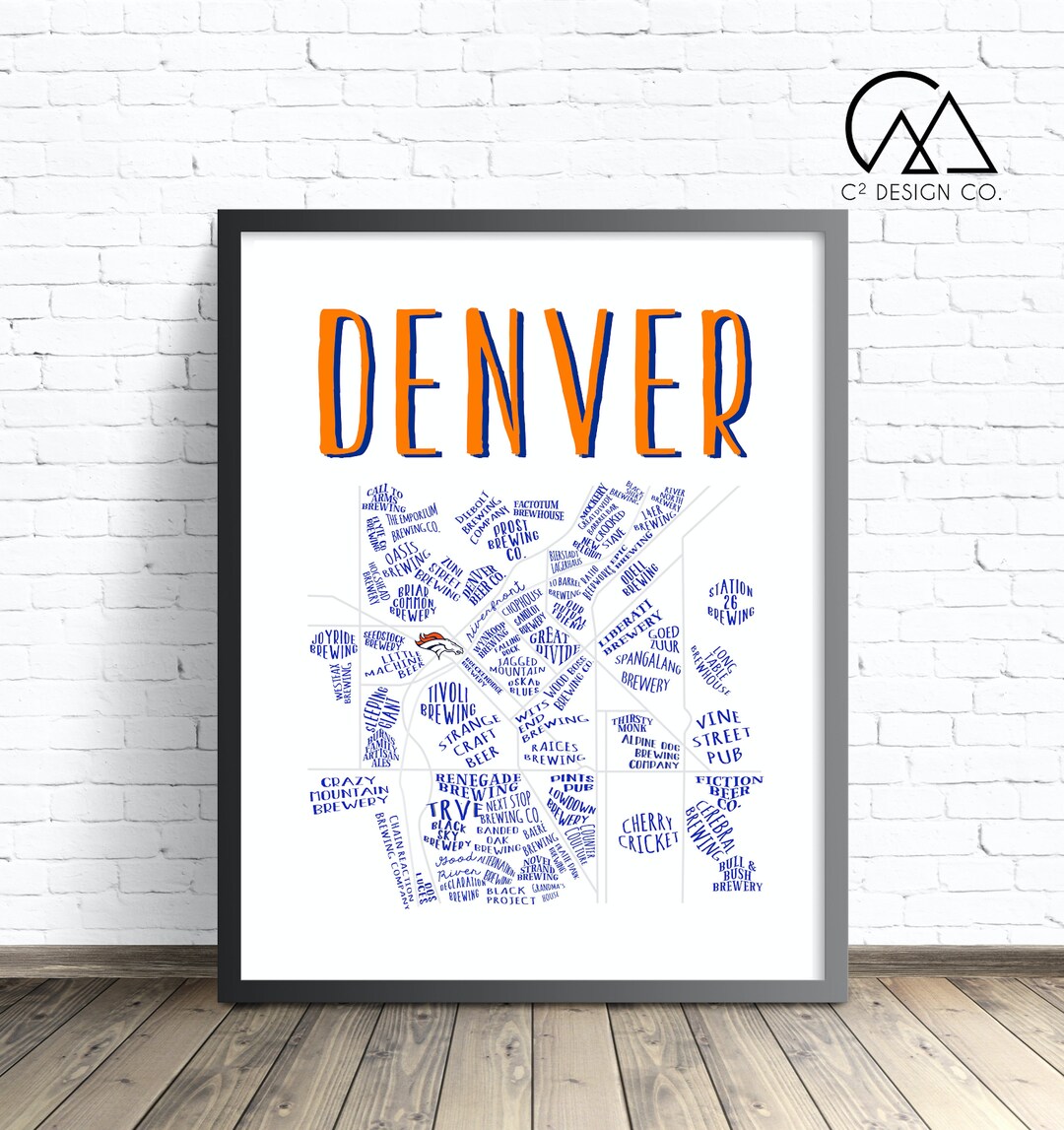 Denver Brewery Map | Broncos Map Instant Download Art Print - Etsy