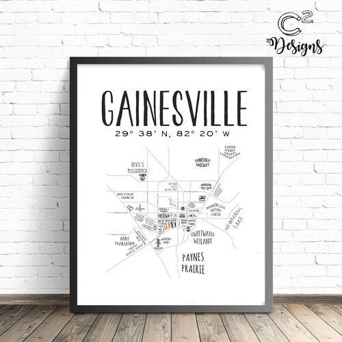 University of Florida UF Map Print College Gift Graduation - Etsy
