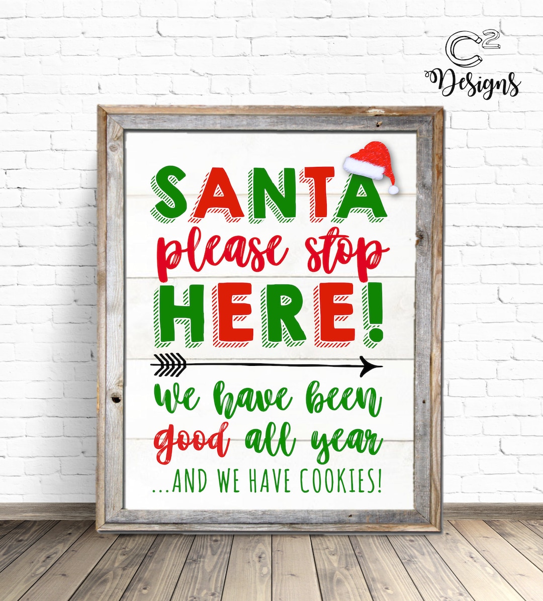 INSTANT DOWNLOAD: 8x10 Santa Please Stop Here Printable Holiday Sign - Etsy