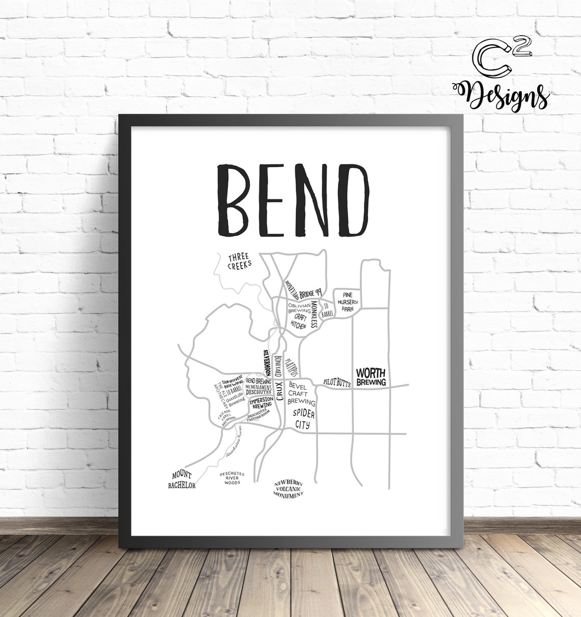 Bend Brewery Map | Instant Download Printable Sign - Etsy
