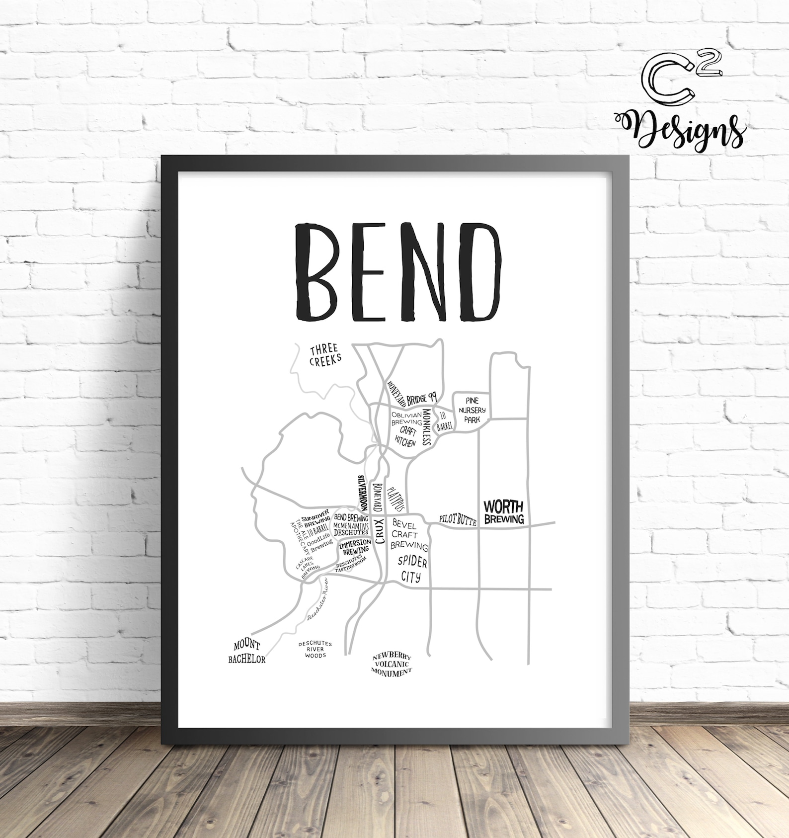 Bend Brewery Map Instant Download Printable Sign - Etsy
