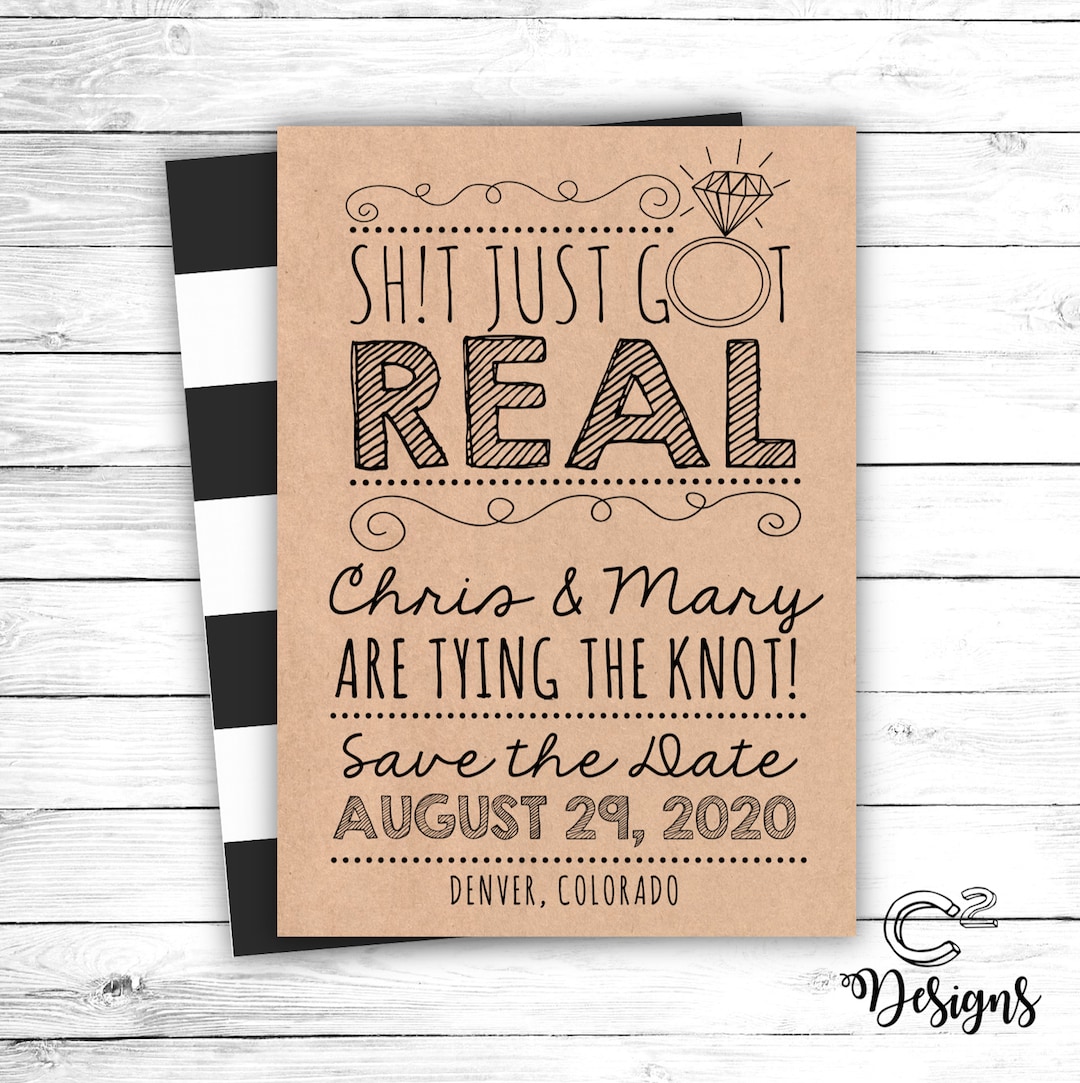 Sh!t Just Got Real Save the Date Card - Etsy