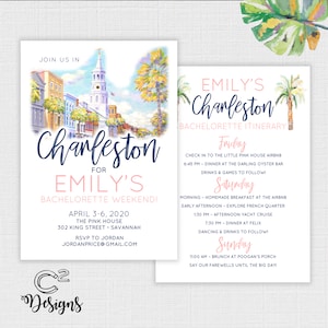 Charleston Bachelorette Invitation, Editable Charleston Bach Weekend ...