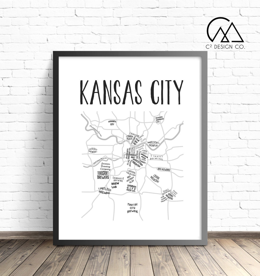 Kansas City Brewery Map | KC Typography Art Print - Etsy