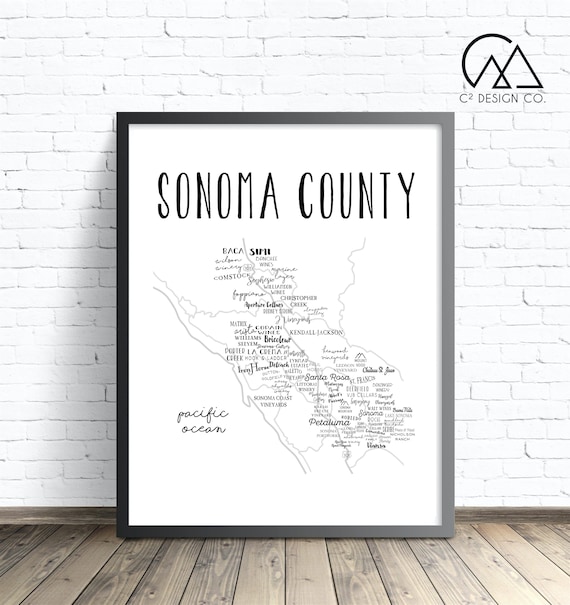 Sonoma County Winery Map Winery Map Instant Download - Etsy