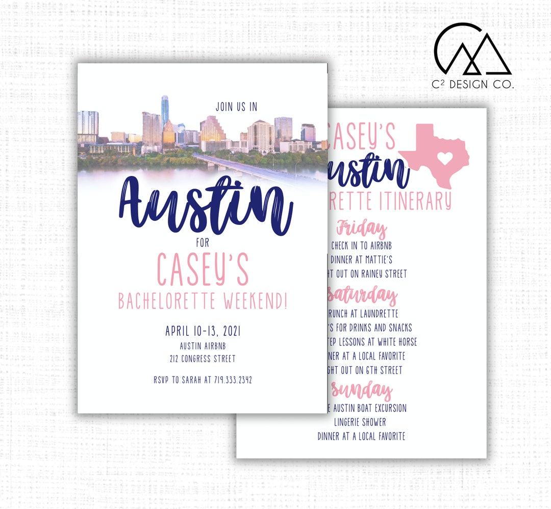 Austin Bachelorette Party Invitation + Itinerary Template - Etsy